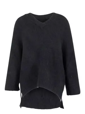 Adam Lippes V-neck High-low Hem Sweater - Black