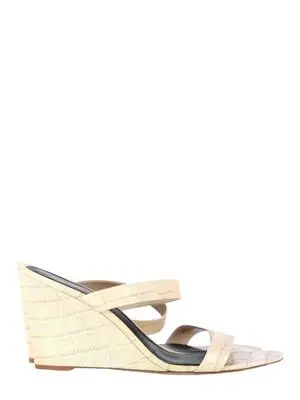 Diane Von Furstenberg Croc-effect Double-strap Wedge Sandals - Neutrals