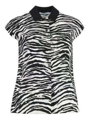 Prada Zebra-print Short-sleeve Shirt - White