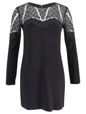 Diane Von Furstenberg Vintage Lace Panel Mini Dress - Black