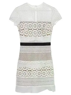 SELF-PORTRAIT Short-sleeve Lace Mini Dress - White