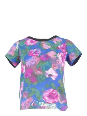 Sandro Cut-out Floral-print T-shirt - Blue