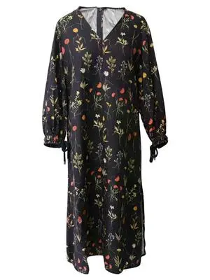 Mother Of Pearl Floral Print Midi Dress - Black