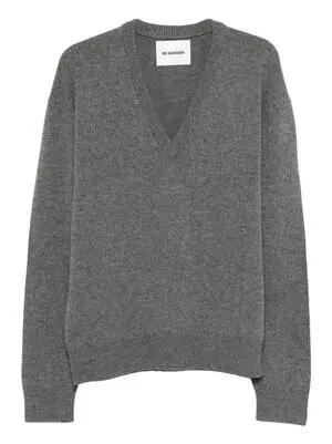 JIL SANDER V-neck Cashmere Sweater - Grey