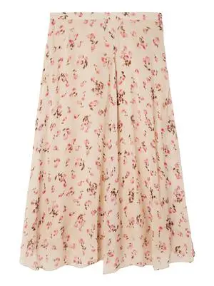 MARANT ETOILE Lycia Asymmetric Floral-print Crepe De Chine Midi Skirt - Neutrals