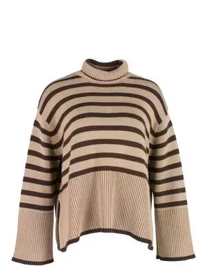 TOTEME Striped Turtleneck Sweater - Neutrals