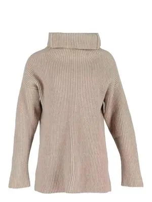 JOSEPH Oversized Ribbed Knit Turtleneck Sweater - Neutrals