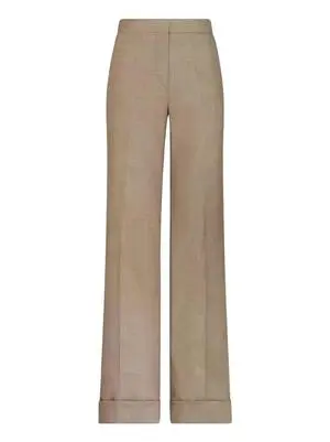 Oscar De La Renta Wide-leg Cuffed Trousers - Neutrals