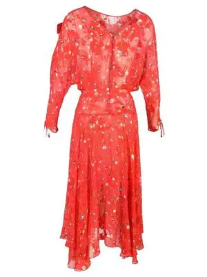 PREEN BY THORNTON BREGAZZI Floral-printed Midi Dress - Red