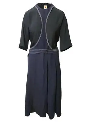 Marni Paneled Midi Dress With Contrast Stitching - Blue