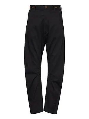 VIVIENNE WESTWOOD Buckle-back Curved-leg Cotton-blend Trousers - Black