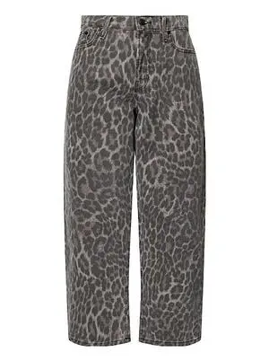 Good American Barrel-leg Denim Jeans - Grey Lucky Leopard