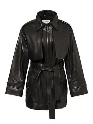Nour Hammour Belted Leather Jacket - Noir Classique