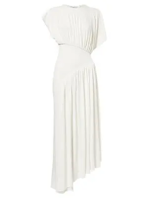 Rabanne Draped Cinch-waist Woven Midi Dress - Ivory