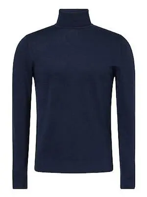 Sunspel Roll Neck Knitted Merino-wool Jumper - Light Navy