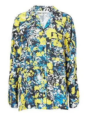 Givenchy Floral-print Pyjama-style Woven Shirt - Blue Yellow