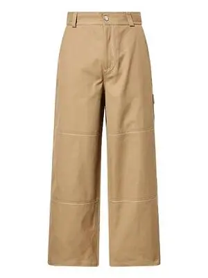 Ami Cotton-blend Straight Leg Worker Trousers - Beige Taupe