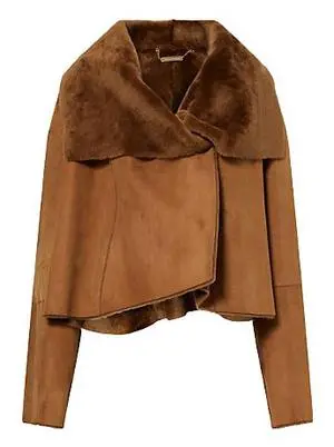 Nour Hammour Draped Shearling Jacket - Marigold