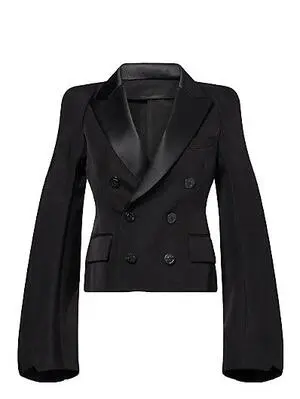 Sacai Peak-lapels Cropped Jacket - Black