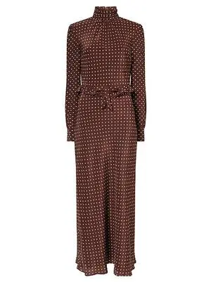Alessandra Rich Polka-dot Silk Midi Dress - Brown White