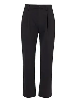 7 For All Mankind Pleated Straight-leg Woven Trousers - Double Knit Black