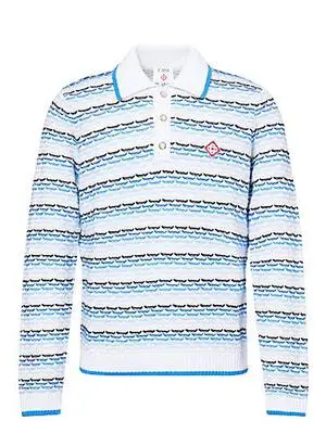 Casablanca Tuck-stitch Cotton-knit Polo Shirt - Blue