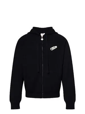 Casablanca Rib-knit Zip-up Wool-blend Hoody - Black