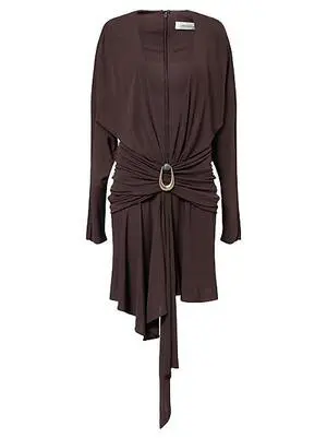 Christopher Esber Embellished Draped-jersey Mini Dress - Umber