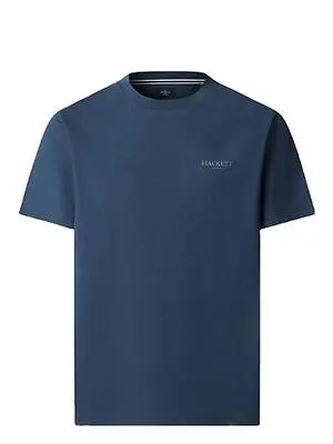 HACKETT London Classic Fit Cotton Jersey T-shirt With Brand Print - Teal Blue