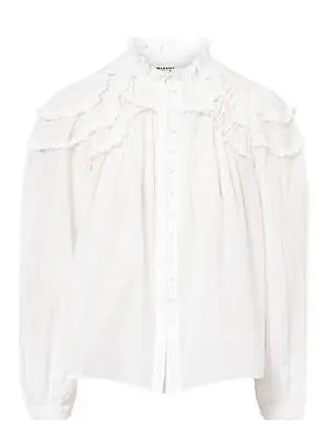 Isabel Marant Christa Frilled Cotton-blend Shirt - White/white