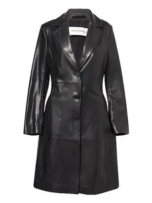 Nour Hammour Eames Single-breasted Leather Midi Coat - Noir Classique