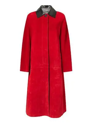 Givenchy Contrast-collar Leather Car Coat - Red