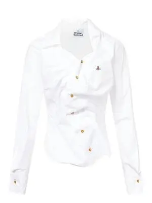 VIVIENNE WESTWOOD Drunken Cinched Cotton-poplin Shirt - White