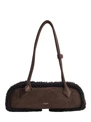 Alaïa Le Teckel Shearling Shoulder Bag - Marron
