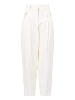 Givenchy Pleated Tapered-leg Cotton And Wool-garbadine Trousers - Ivory
