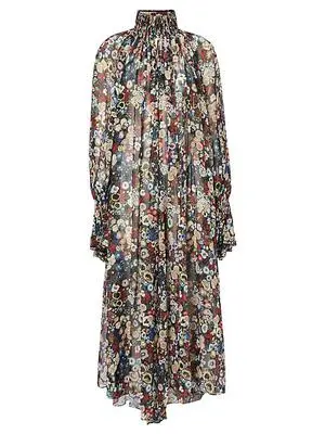 Khaite Floral Silk Maxi Dress - Black Multi