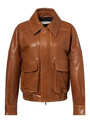Nour Hammour Runa Leather Bomber Jacket - Praline Patina