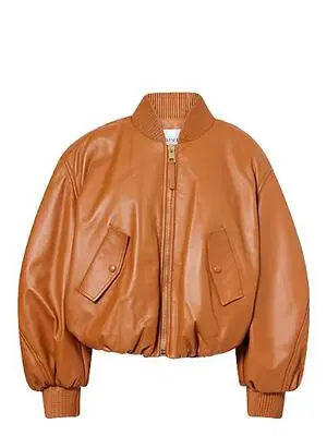 Givenchy Cocoon Cropped Leather Bomber Jacket - Tan