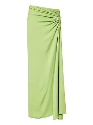 Christopher Esber Side-ruched Low-rise Maxi Skirt - Fresh Lime