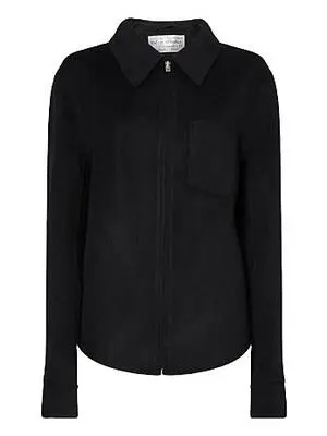 Acne Studios Zip-up Wool-blend Jacket With Patch Pocket - Black