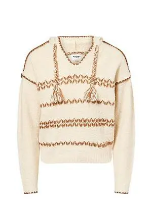 Isabel Marant Romera Embroidered Wool-blend Hoodie - Ecru/bronze