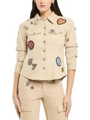 Cinq À Sept Retro Love Patches Canyon Jacket - Khaki Multi