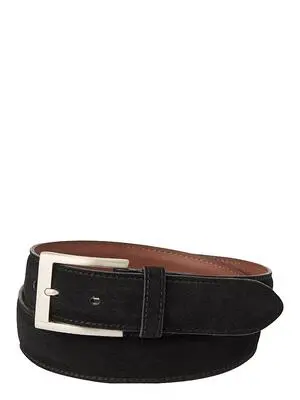 JACK OF SPADES Italian Sueded Calfskin Belt - Black