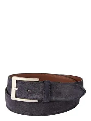 JACK OF SPADES Italian Sueded Calfskin Belt - Navy