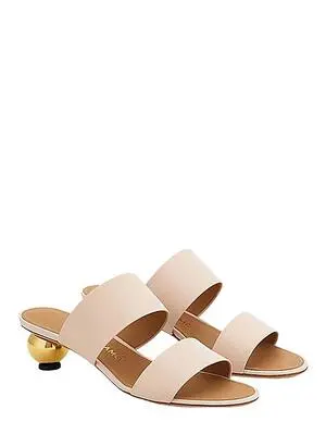 FERRAGAMO Leather Bauble Heel Sandals - Ballet