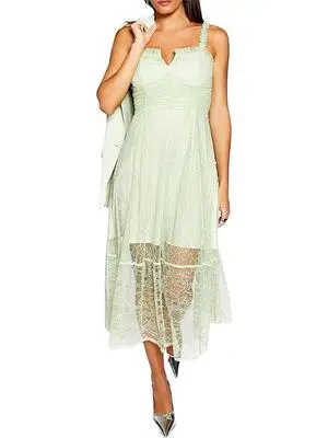 WAREHOUSE Runway Lace Detail Maxi Dress - Sage