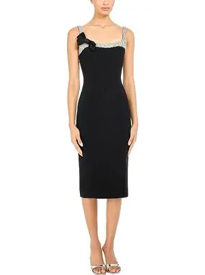 Jenny Packham Lucy Crystal-embellished Bow Midi Dress - Liquorice