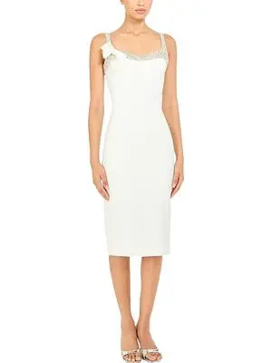 Jenny Packham Lucy Crystal-embellished Bow Midi Dress - Vanilla