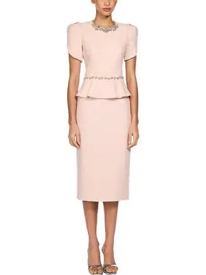 Jenny Packham Jules Floral-embellished Midi Dress - Morganite