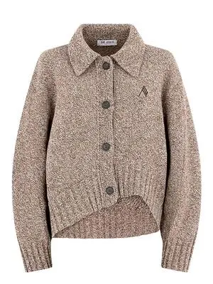 Attico Wool & Cashmere Cardigan - Dark Brown/white